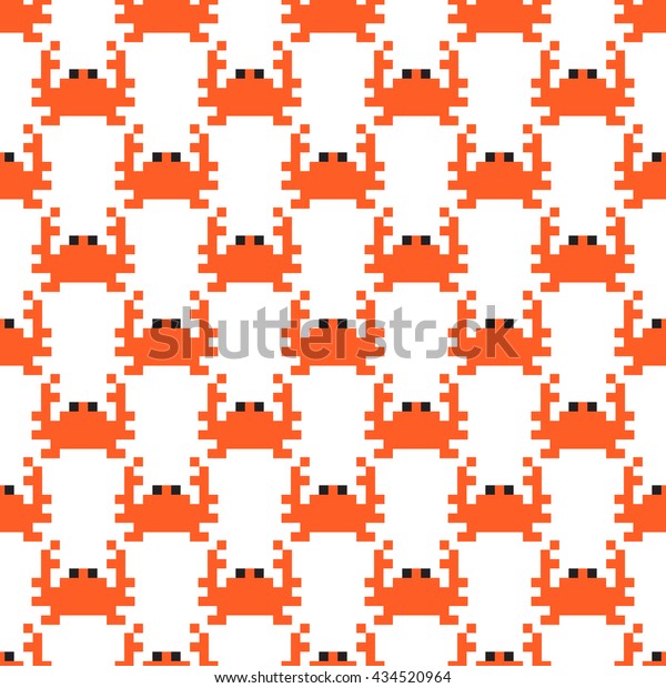 Red Crabs Pixel Art Style Seamless Stock Vector (Royalty Free ...