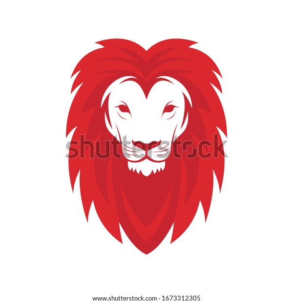 Red Creative Lion Head Logo Symbol Stock Vector (Royalty Free ...
