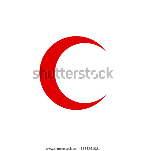 Red Crescent Icon Isolated On White Stock Vector (Royalty Free) 1635241021