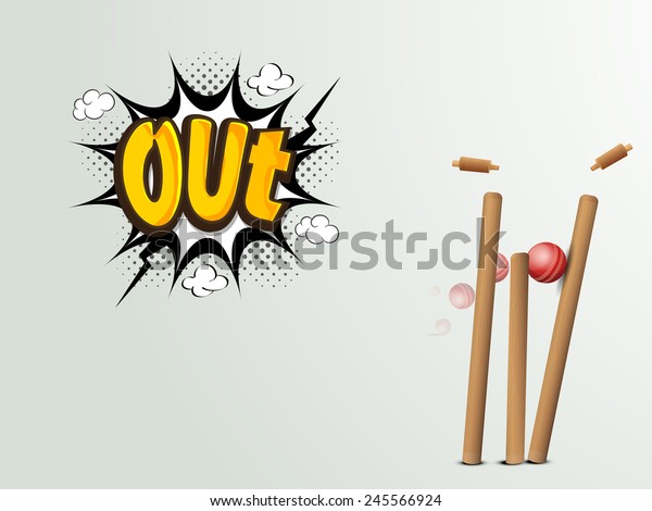 Red Cricket Ball Hitting Wicket Stumps Stock Vector (Royalty Free ...