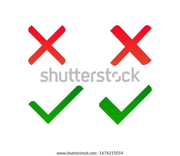 Red Cross Green Check Mark Icon Stock Vector (Royalty Free) 1676215054 ...