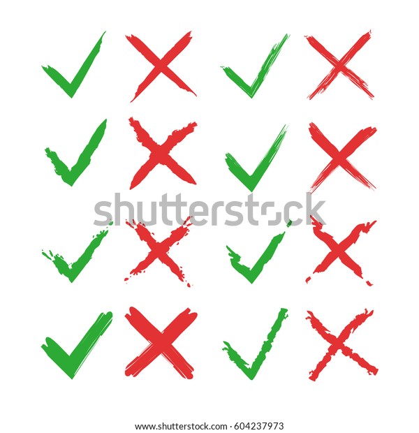 Red Cross Green Tick Vector Set Stock Vector (Royalty Free) 604237973