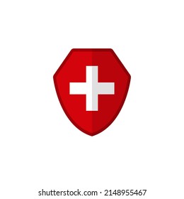 Red Cross Shield On White Background Stock Vector (Royalty Free ...