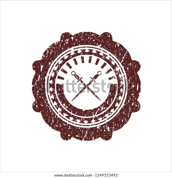 Red Crossed Swords Icon Inside Distress Stock Vector (Royalty Free ...