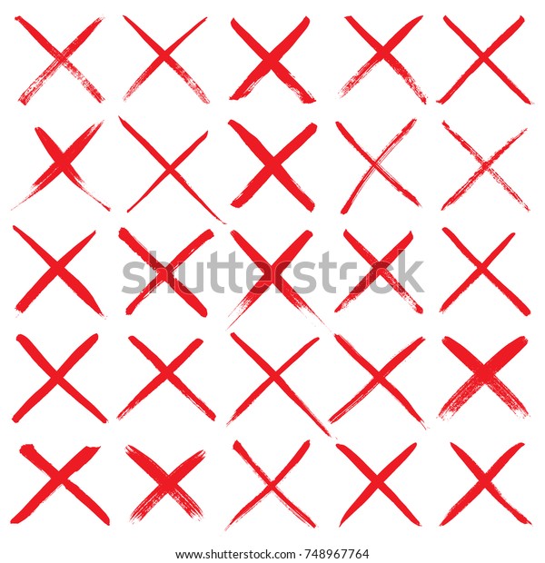 Red Crossing Lines Collection 16 Hand Stock Vector (Royalty Free) 748967764