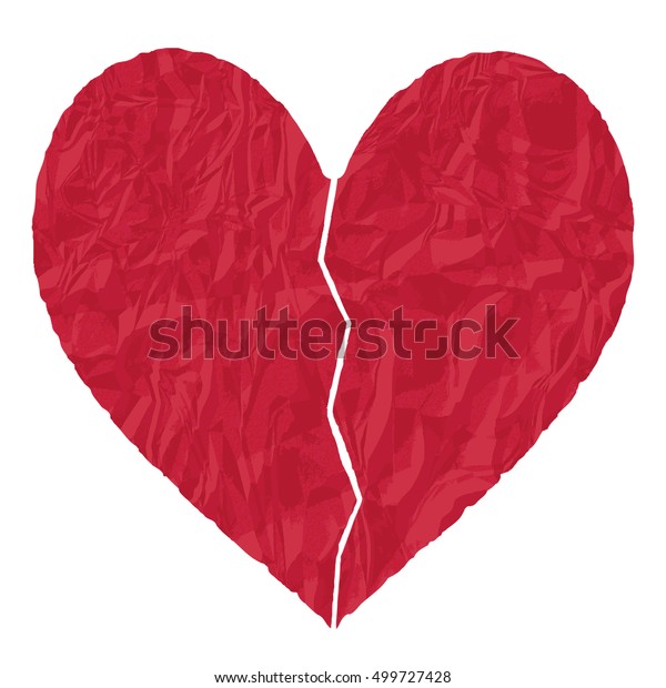 Red Crumpled Paper Broken Heart Vector Stock Vector (Royalty Free ...