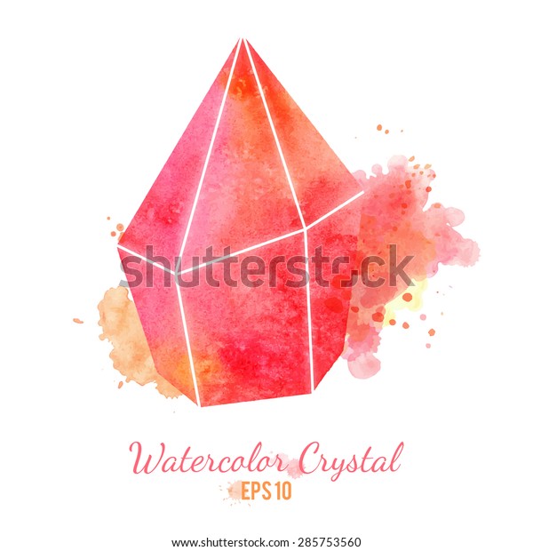 Red Crystal Vector Illustration Watercolor Mineral Stock Vector ...