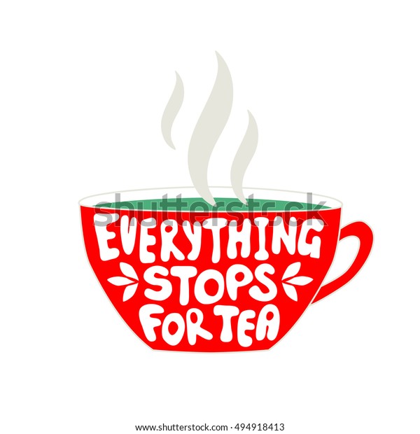 Red Cup Tea Words Inscribed Form Stock Vector (Royalty Free) 494918413 ...