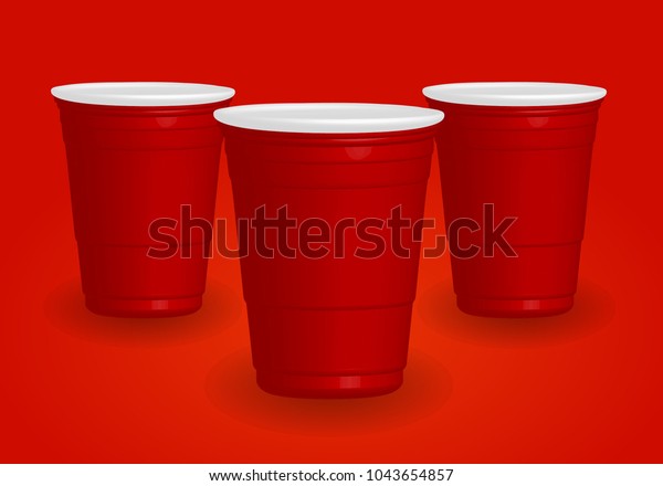 Red Cups Party Time On Red Stock Vector (Royalty Free) 1043654857