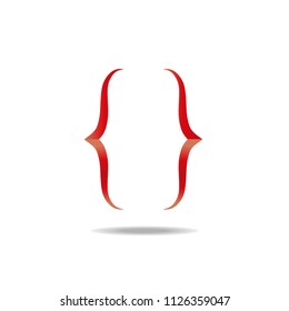 Red Curly Bracket Icon Logo Vector Stock Vector (Royalty Free) 1126359047