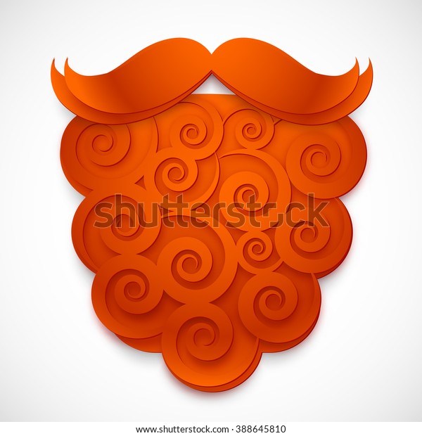 Red Curly Paper Vector Fake Beard Stock Vector (Royalty Free) 388645810