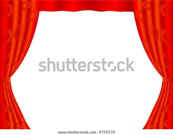 Red Curtain Frame On White Background: vector de stock (libre de ...