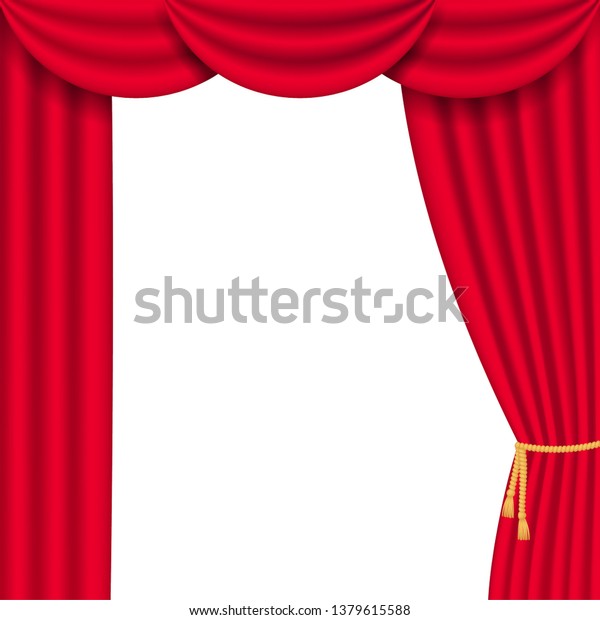 Red Curtain Realistic Frame Vector Illustration Stock Vector (Royalty ...