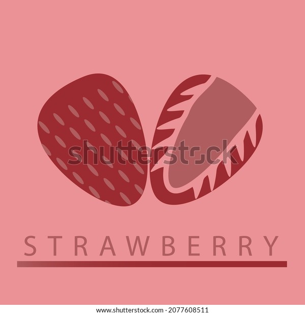 Red Cut Strawberry Logo Vector Graphics Stock Vector (Royalty Free ...