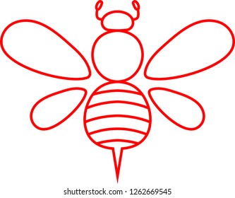 Red Cute Bee Outline Stock Vector (Royalty Free) 1262669545 | Shutterstock