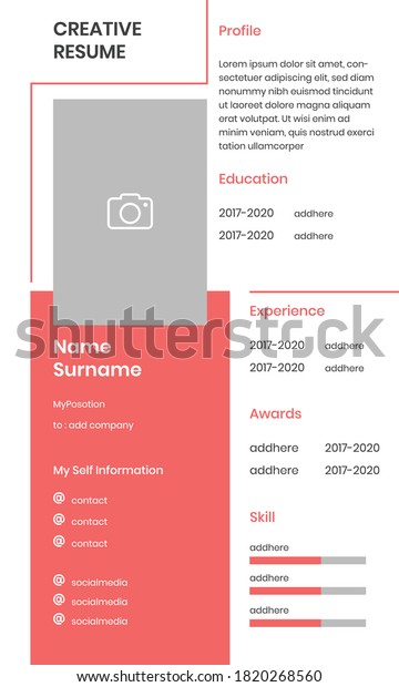 Red Cv Resume Design Template Work Stock Vector (Royalty Free ...