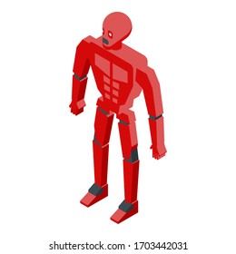 Red Cyborg Humanoid Icon Isometric Red Stock Vector (Royalty Free ...