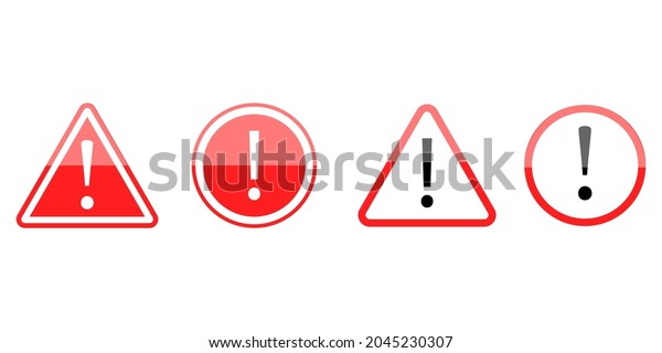 Red Danger Icon Collection Triangle Circle Stock Vector (Royalty Free ...