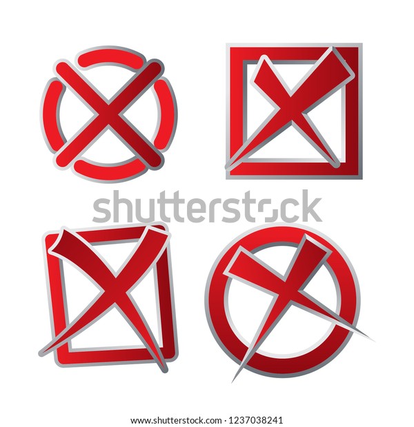Red Declined Check Box Icon Set Stock Vector (Royalty Free) 1237038241 ...