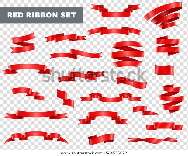 Red Decorative Ribbons Transparent Set Flat Stock Vector (Royalty Free ...