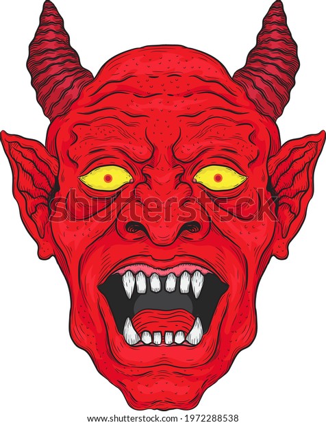 Red Demon Angry Vector Clip Art Stock Vector (Royalty Free) 1972288538