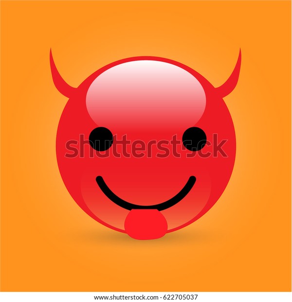 Red Devil Emoticon Emoji Smile On Stock Vector (Royalty Free) 622705037