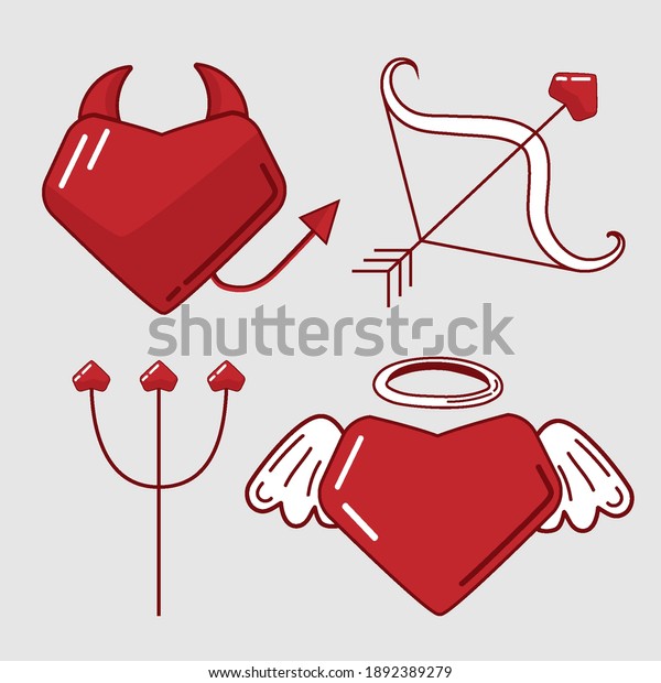 Red Devil Pitchfork Angel Bow Arrow Stock Vector (Royalty Free ...