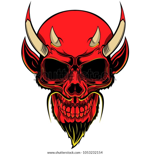 Red Devil Skull Stock Vector (Royalty Free) 1053232154 | Shutterstock