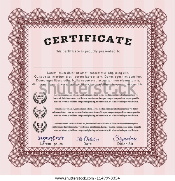 Red Diploma Certificate Template Vector Illustration Stock Vector ...