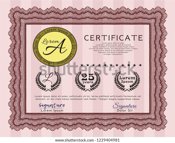 Red Diploma Template Certificate Template Complex Stock Vector (Royalty ...