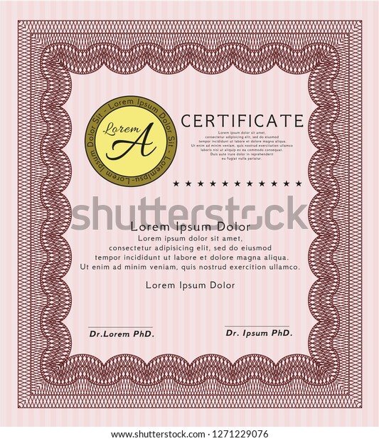 Red Diploma Template Certificate Template Great Stock Vector (Royalty ...