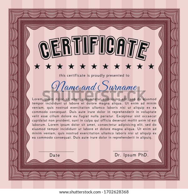 Red Diploma Template Certificate Template Retro Stock Vector (Royalty ...