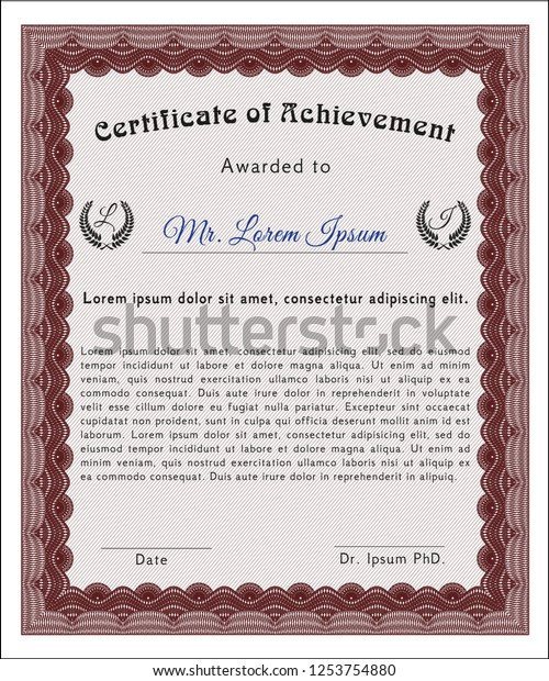 Red Diploma Template Certificate Template Vector Stock Vector (Royalty ...