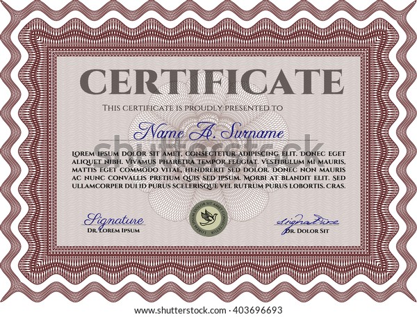 Red Diploma Template Certificate Template Vector Stock Vector (Royalty ...