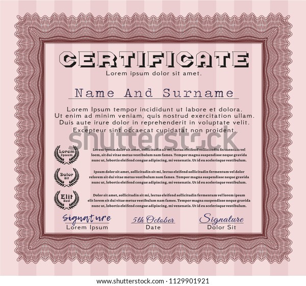 Red Diploma Template Customizable Easy Edit Stock Vector (Royalty Free ...