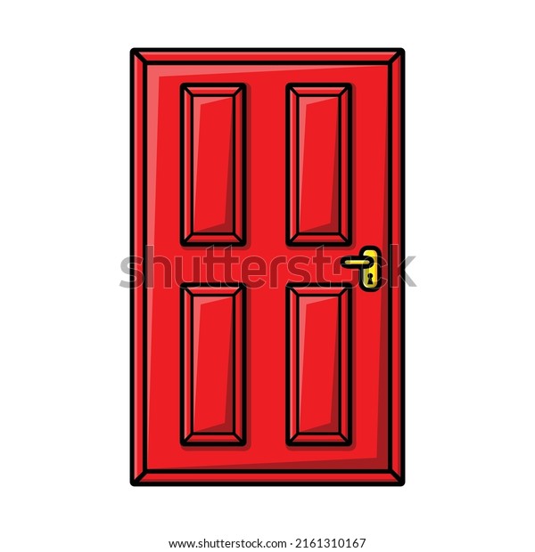 Vektor Stok Red Door Cartoon Illustration Vector (Tanpa Royalti ...