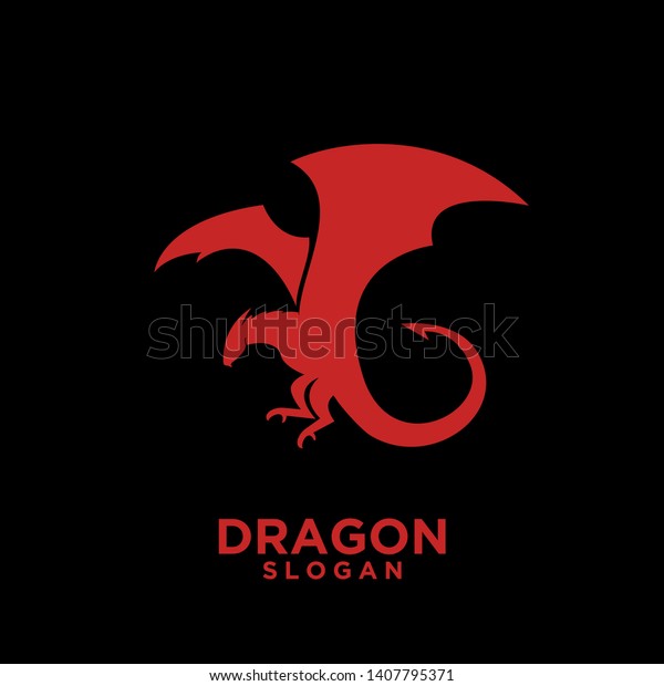 Red Dragon Black Background Logo Icon Stock Vector (Royalty Free ...