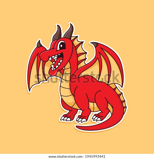 Red Dragon Cartoon Design Character Stock Vector (Royalty Free ...