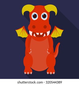 Red Dragon Characterflat Icon Stock Vector (Royalty Free) 320544389