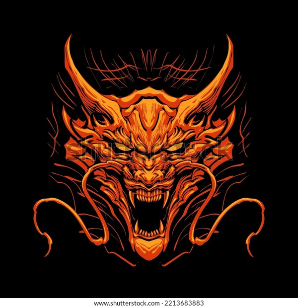 Red Dragon Head Illustration Stock Vector (Royalty Free) 2213683883 ...