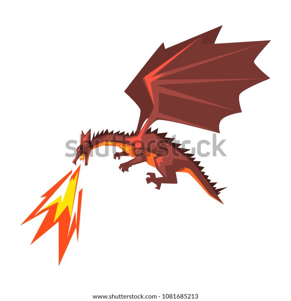 Red Dragon Spitting Fire Mythical Fire Stock Vector (Royalty Free ...