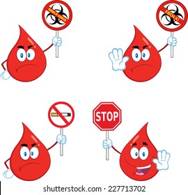 Red Drop Cartoon Mascot Character Different Stock Vector (Royalty Free ...