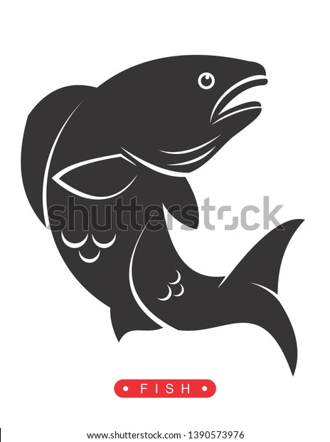 Red Drum Fish Vector Silhouette Feel Stock Vector (Royalty Free) 1390573976