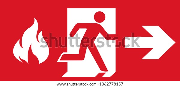 Red Emergency Fire Exit Sign: เวกเตอร์สต็อก (ปลอดค่าลิขสิทธิ์ ...