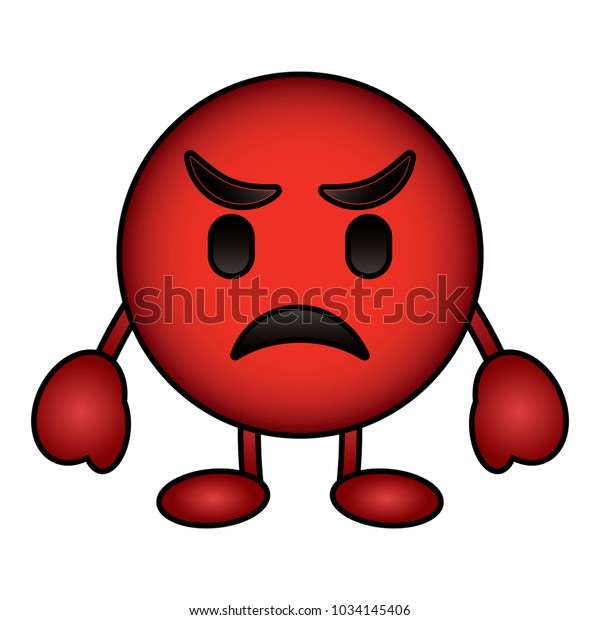 Red Emoticon Cartoon Face Angry Character Stock Vector (Royalty Free ...