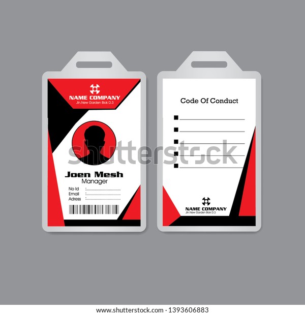 Red Employee Id Card Design Template Stock Vector (Royalty Free ...