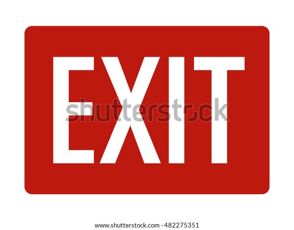 Red Exit Sign Text Flat Vector Stock Vector (Royalty Free) 482275351