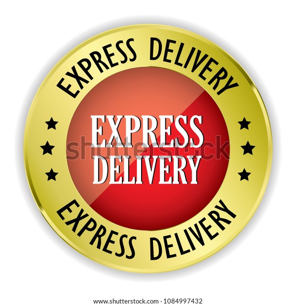 Red Express Delivery Badge Gold Border Stock Vector (Royalty Free ...
