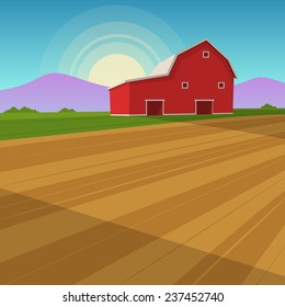 Red Farm Barn Background Cartoon Vector Stock Vector (Royalty Free ...