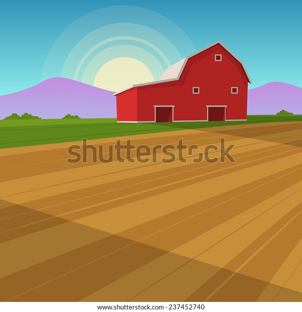 Red Farm Barn Background Cartoon Vector Stock Vector (Royalty Free ...